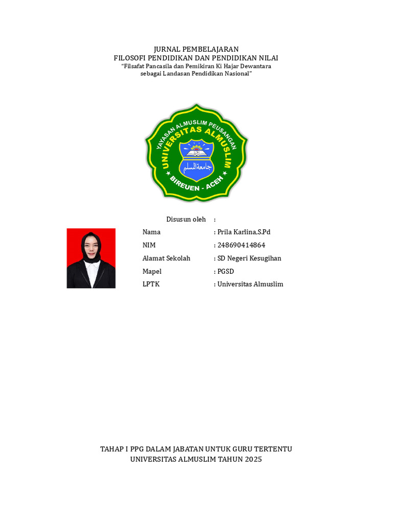 JURNAL Filosofi Pendidikan Dan Pendidikan Nilai-Filsafat Pancasila Dan ...