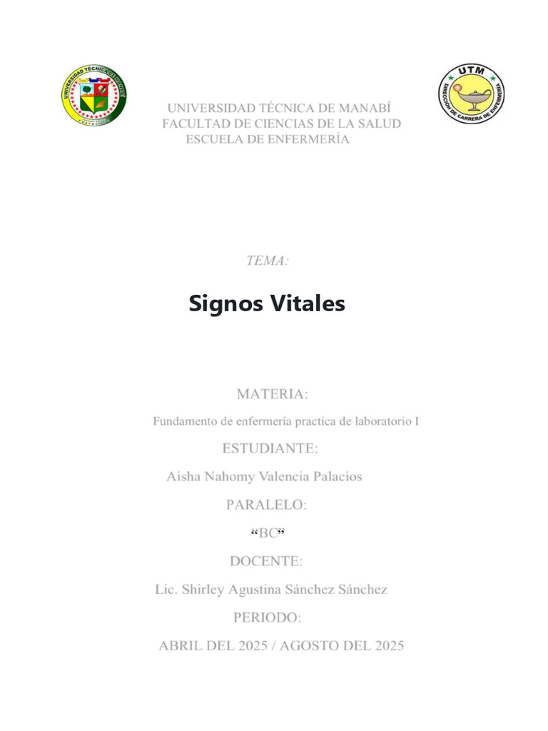 Signos Vitales. Terminado | PDF | Medicina | Enfermedades y trastornos