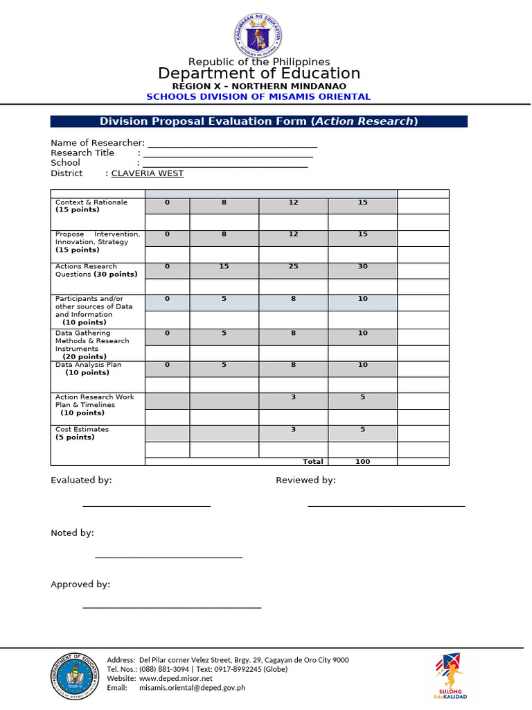 Evaluation Form Action Research | PDF
