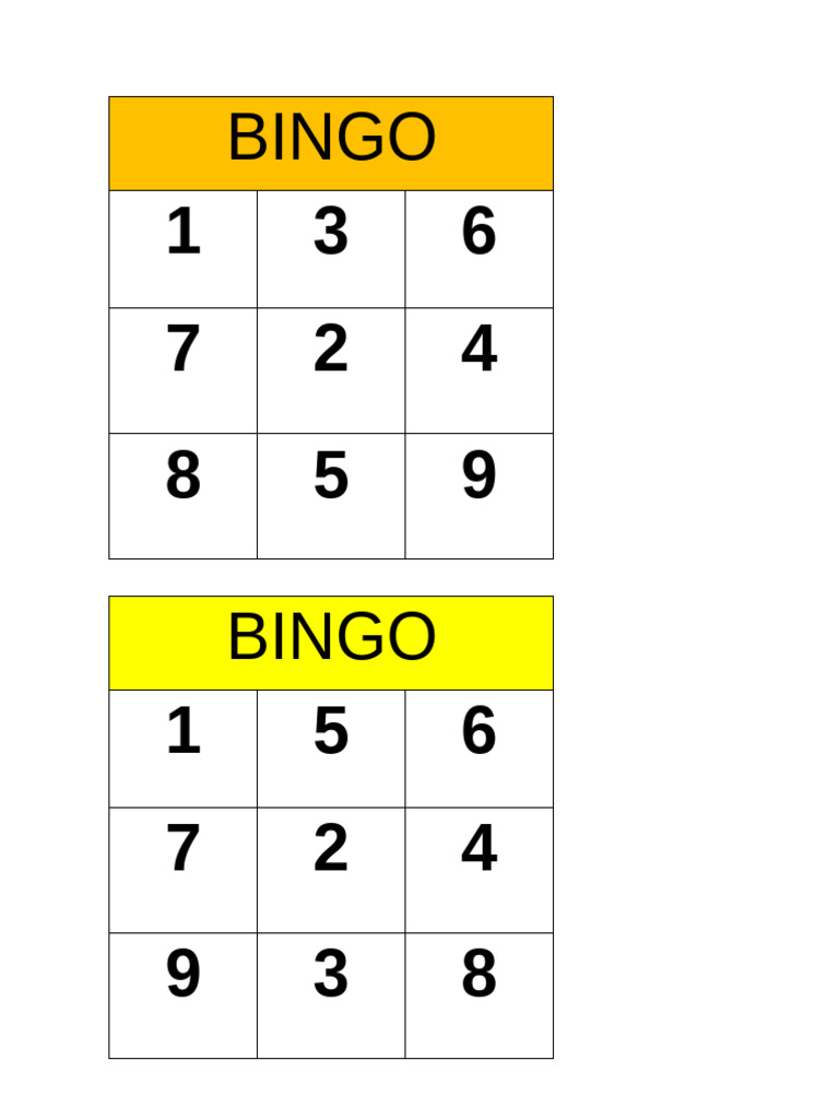 Bingo de Numeros | PDF