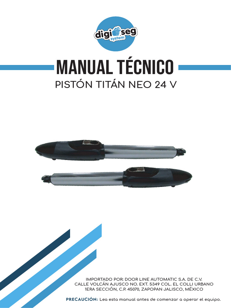Manual de Instalación Pistón TITÁN NEO | PDF | Tornillo | Tuerca (Hardware)