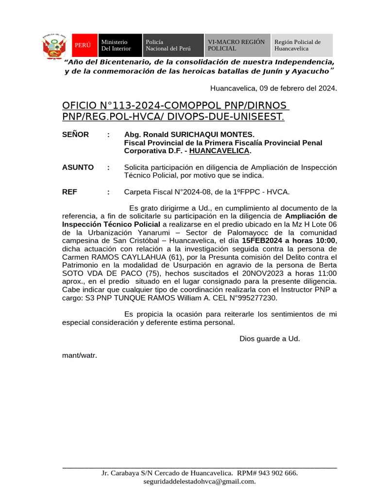 Oficio. SOLICITA PARTICIPACION | PDF