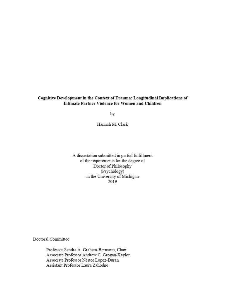 Cognitive Development in The Context of Trauma - Longitudinal Impliications of IPV | PDF | Major ...