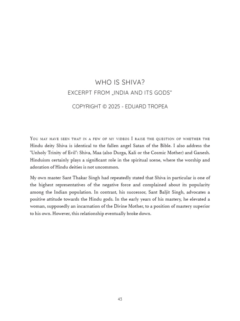 Shiva: God or Satan? An Analysis | PDF | Shiva | Sita