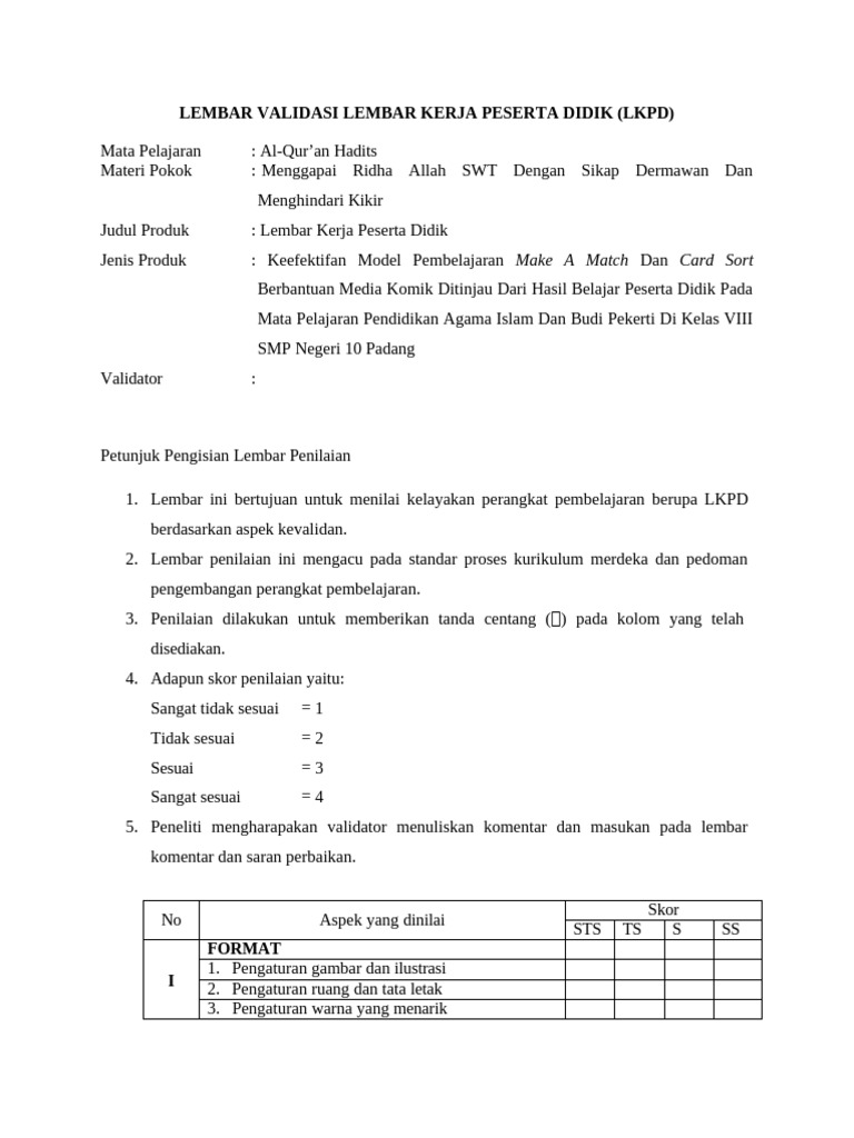 Lembar Validasi LKPD Faiz | PDF