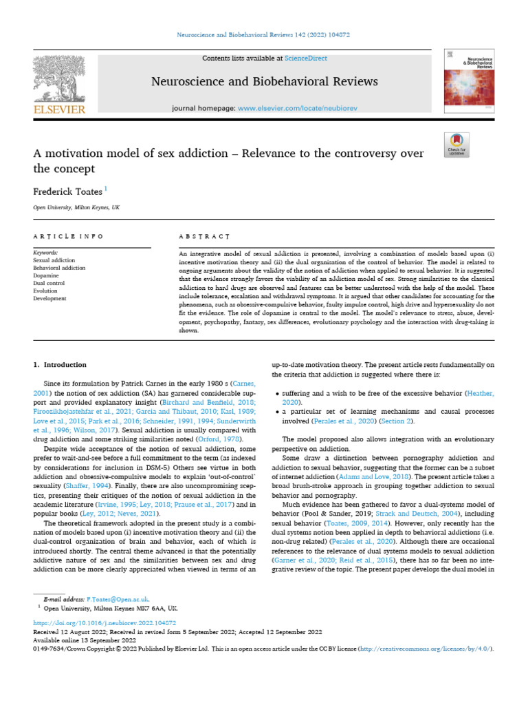 A Motivation Model of Sex Addiction | PDF | Behavioural Sciences ...