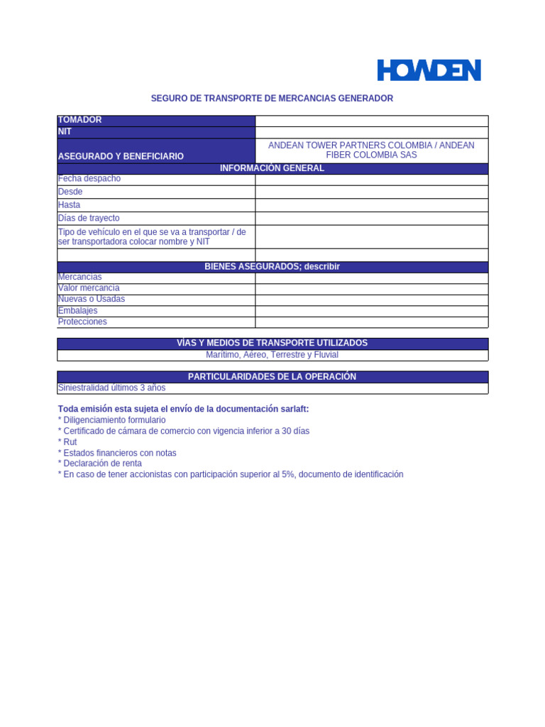 Información para Cotizar TRM Especifica | PDF