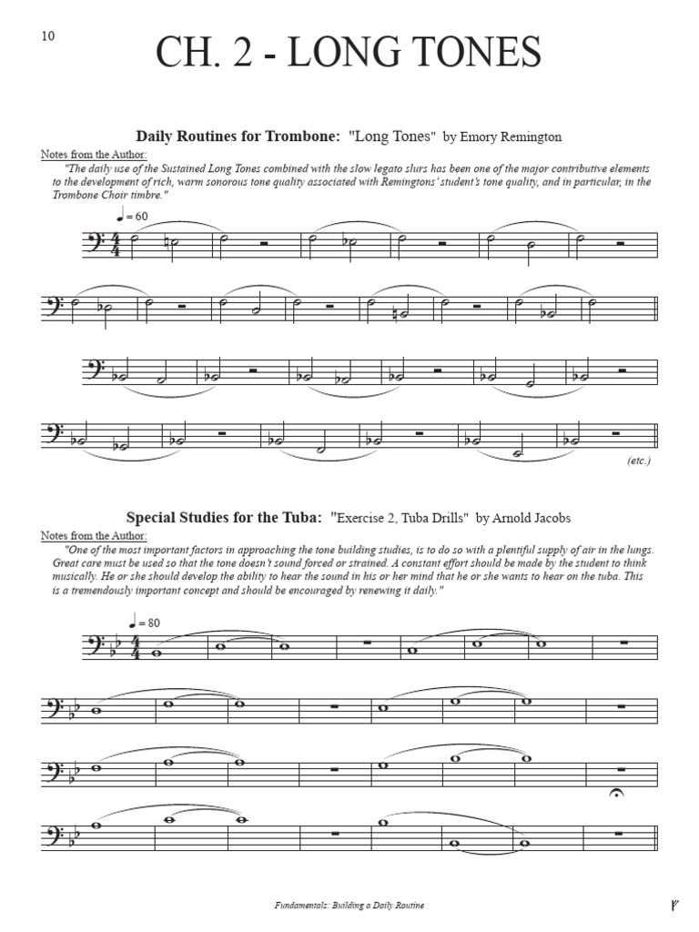 Daily Trombone Routine: Long Tones | PDF | Musical Instruments | Aerophones