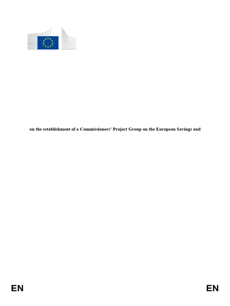 Decision On The Establishment of A Commissioners' Project Group On The ...