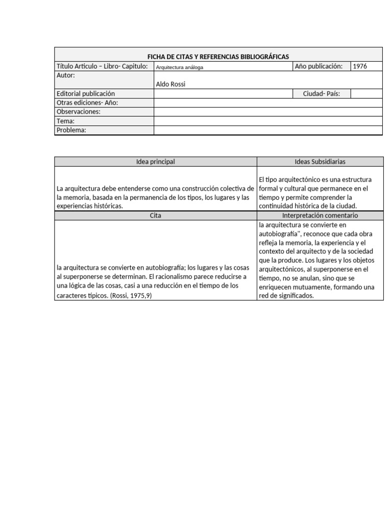 Arquitectura Analoga Rossi | PDF