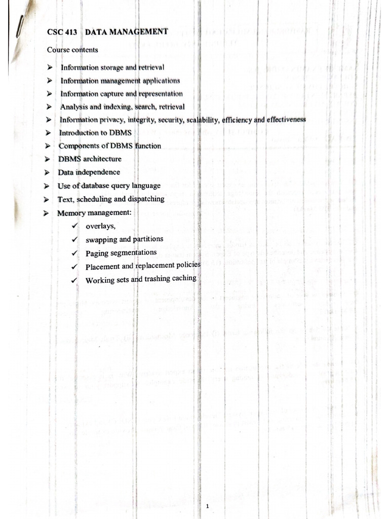 CSC 413 Data Management | PDF