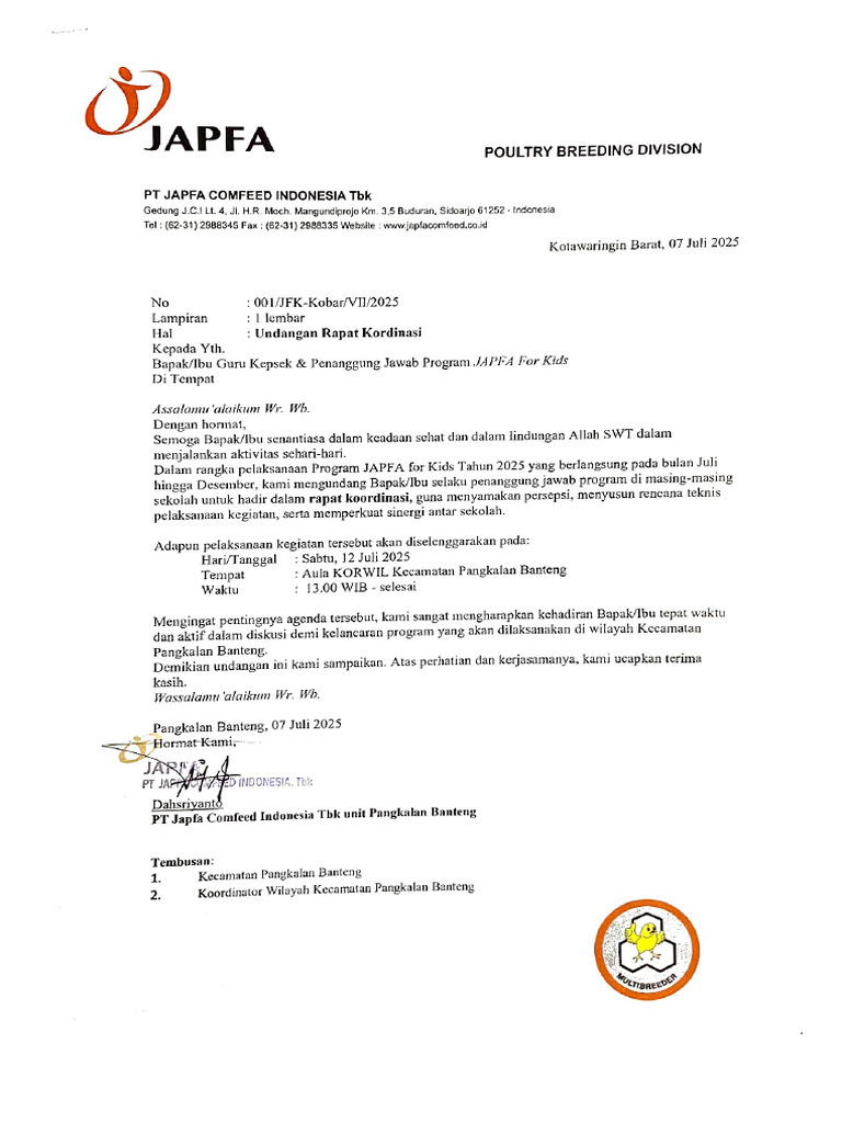 Surat Undangan Pertemuan Guru | PDF