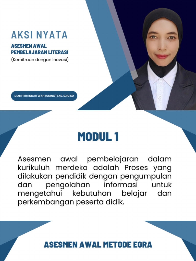 AKSI NYATA Melaksanakan Asesmen Awal Pembelajaran Literasi Kelas Awal Adaptasi EGRA (Early Grade ...