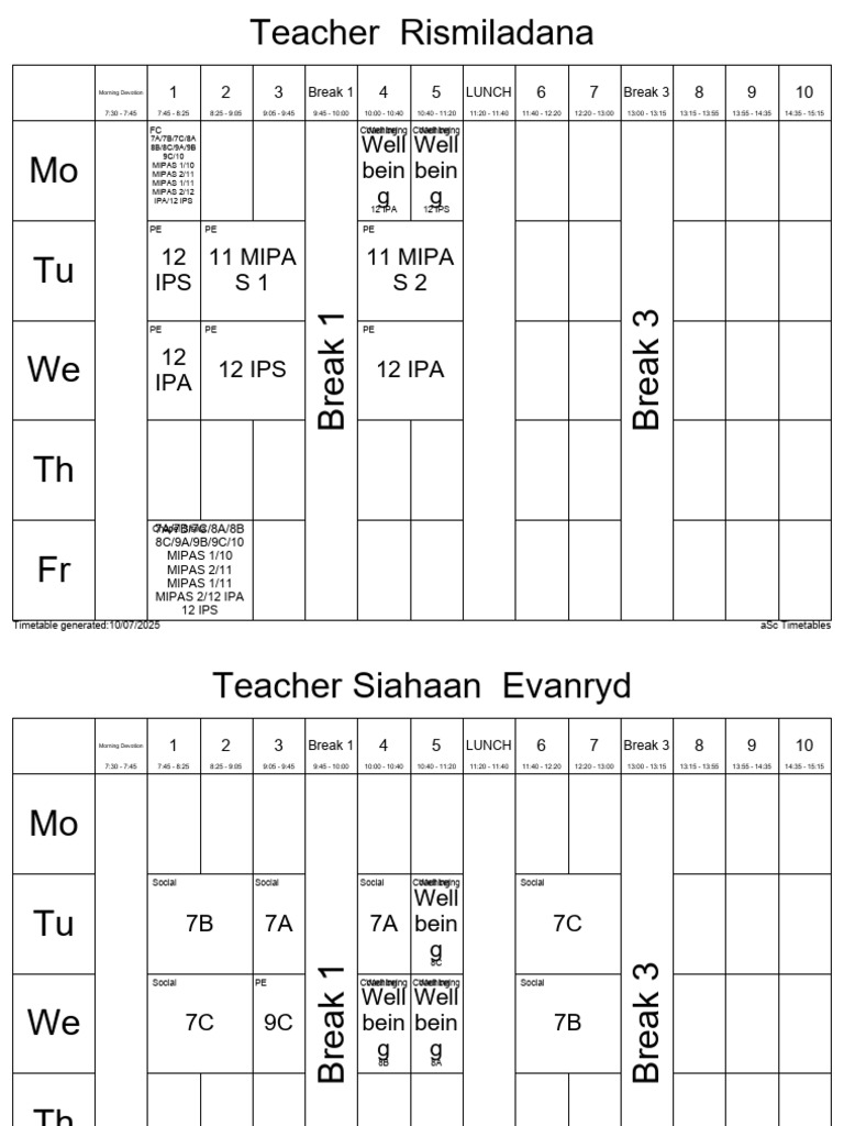 Teacher Roster 2025-2026 | PDF