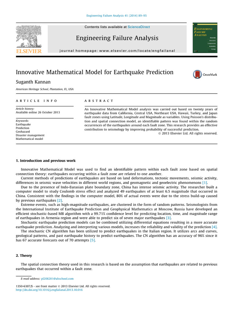 Innovative Mathematical Model For Earthquake Prediction | PDF ...