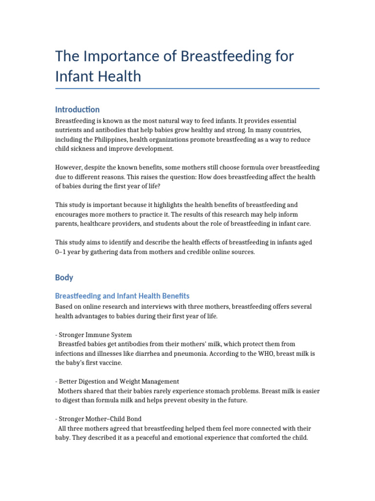 Baby Research Paper Breastfeeding | PDF | Breastfeeding | Breast Milk