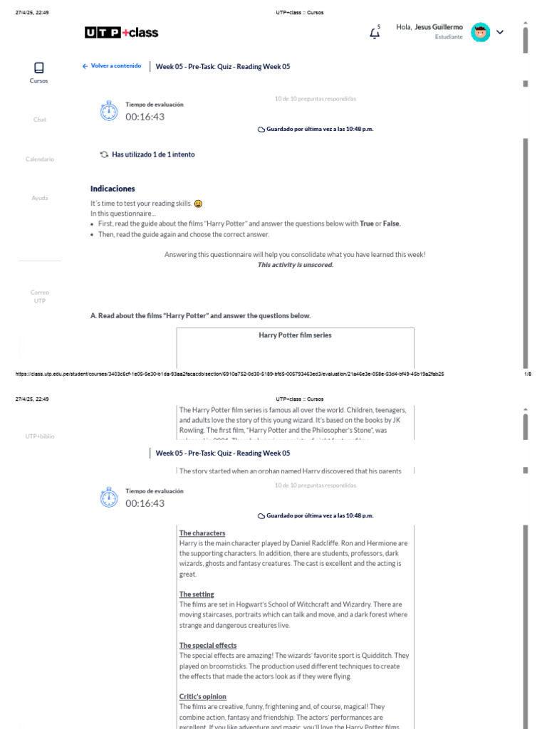 Week 05 - Pre-Task - Quiz - Reading Week 05 | PDF | Harry Potter | Mythography