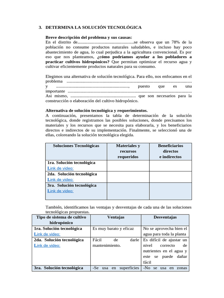 3.determina La Solución Tecnológica | PDF | Hidroponia | Agua