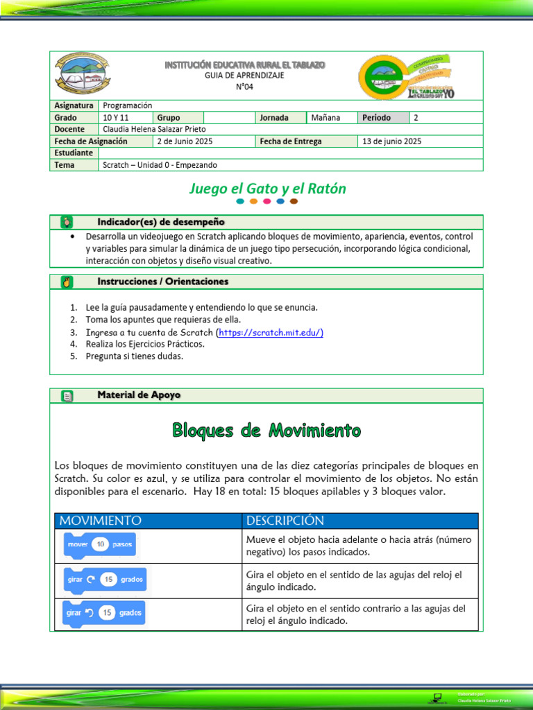Guia 05 - Juego Del Gato y El Ratón v2 | PDF | Scratch (lenguaje de ...