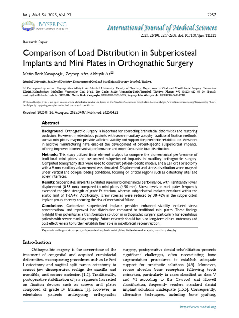 Subperiosteal Implants in Orthognathic Surgery | PDF | Dental Implant ...