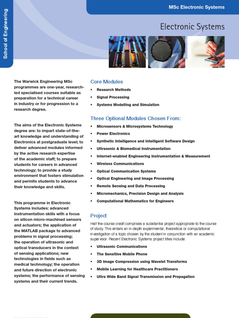 Electronic Systems | PDF | Master Of Science | Postgraduate Education