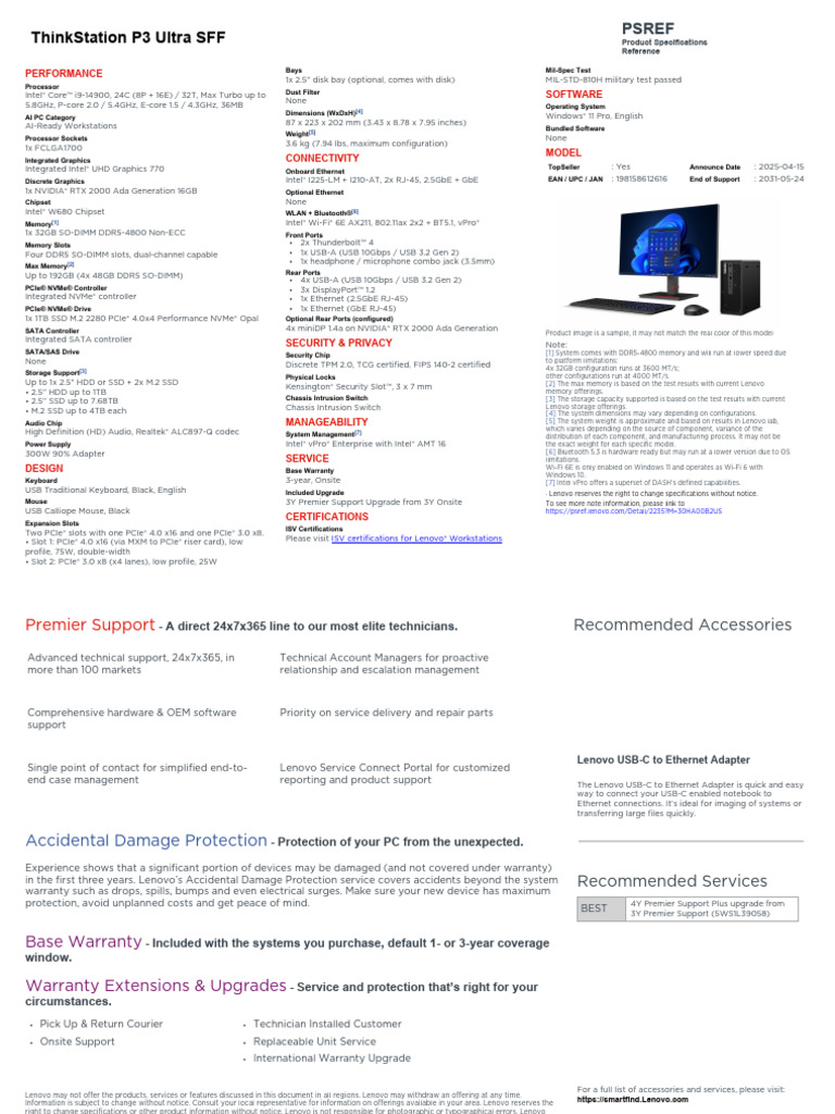 ThinkStation P3 Ultra SFF Overview | PDF | Solid State Drive | Computer ...