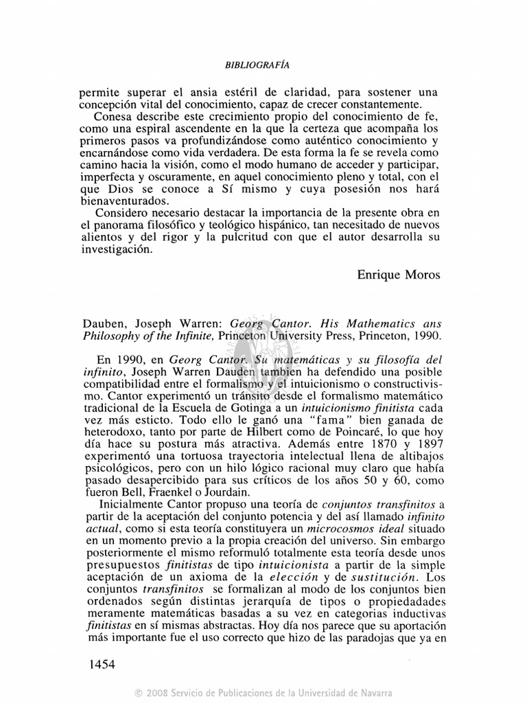 Dauben Joseph Warren Georg Cantor His Mathematics | PDF | Conocimiento ...