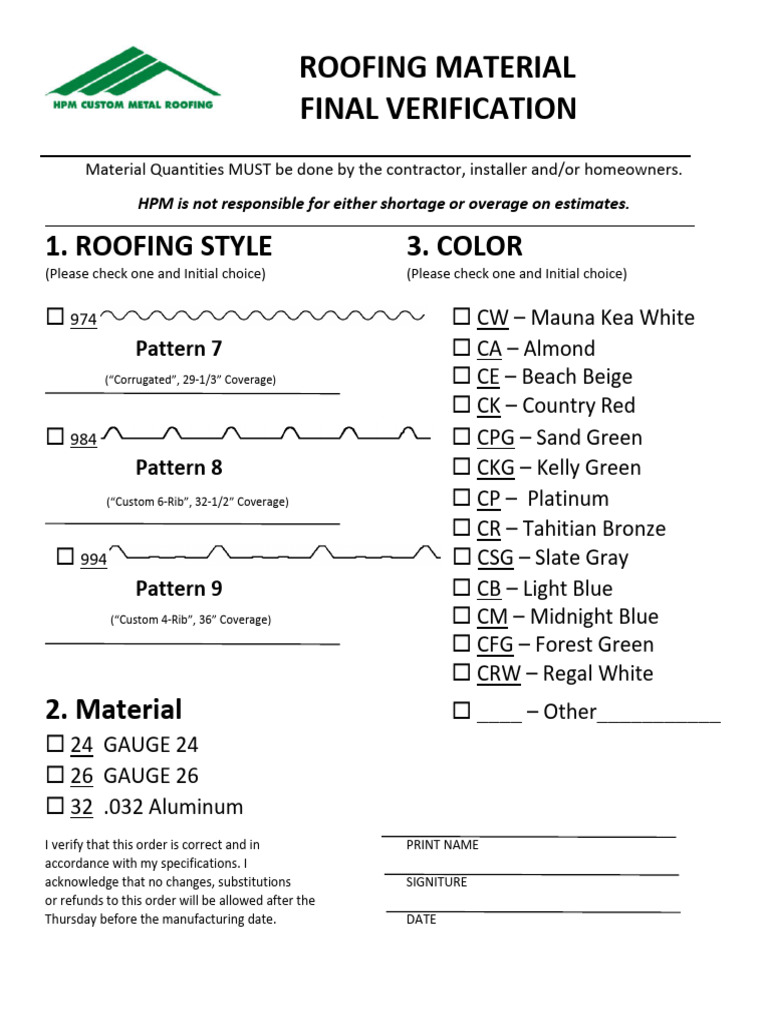 Roofing Materials Requisition Form | PDF