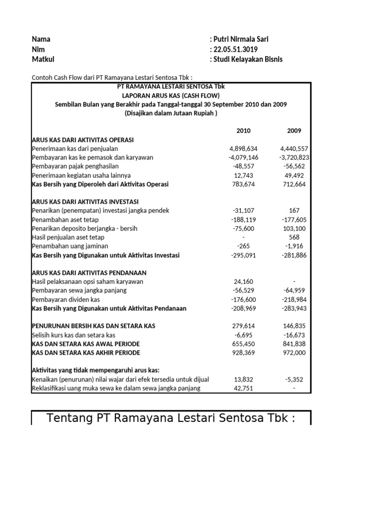 Tugas Studi Kelayakan Bisnis Contoh Cash Flow Dan Analisisnya Pdf