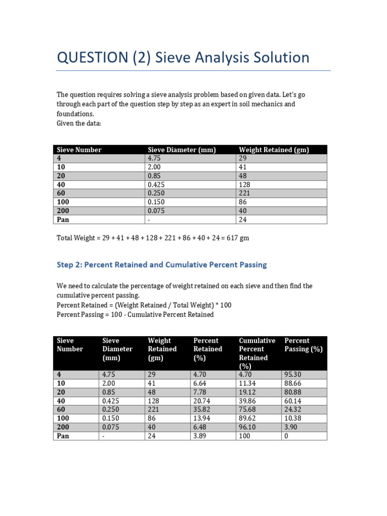 Sieve Analysis Solution | PDF | Sand | Silt