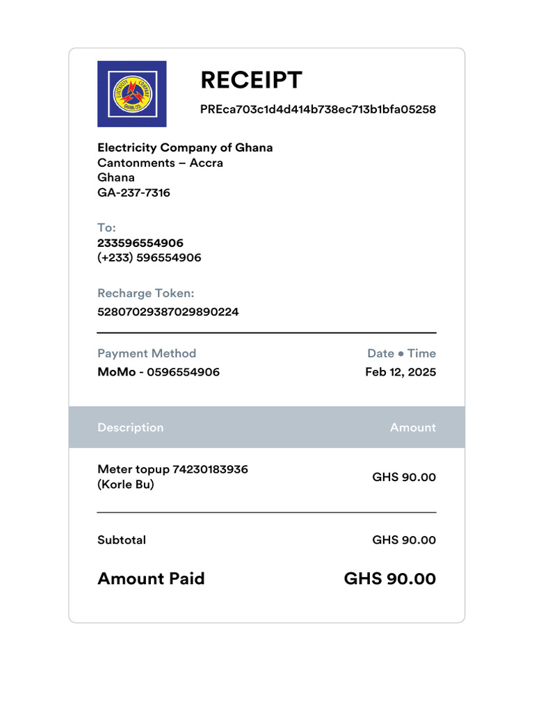 ECG PowerApp Receipt PR8 | PDF