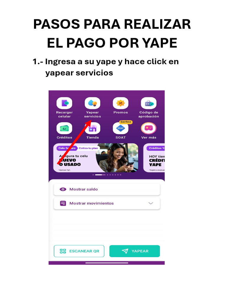 Pasos para Realizar El Pago Por Yape | PDF