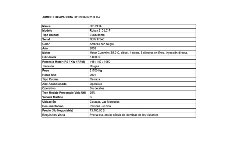 Jumbo Hyundai r210lc-7 | PDF