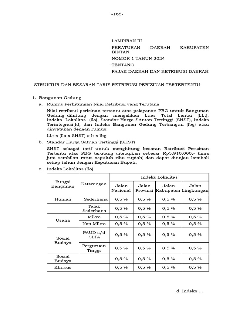 Lampiran III Perda No.1 Tahun 2024 Tentang PDRD | PDF