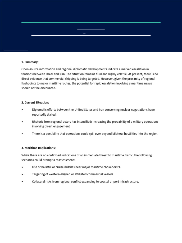 008 JMIC Advisory Note 11 JUNE 2025 | PDF | International Relations