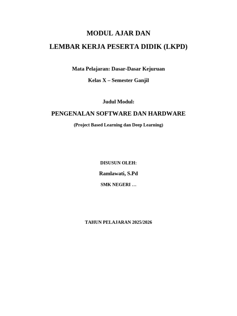 Modul Ajar PPLG Software Hardware Lengkap Silabus | PDF
