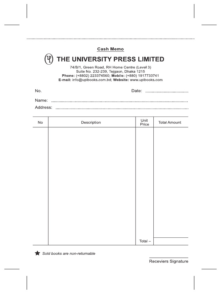 Cash Memo Eng | PDF
