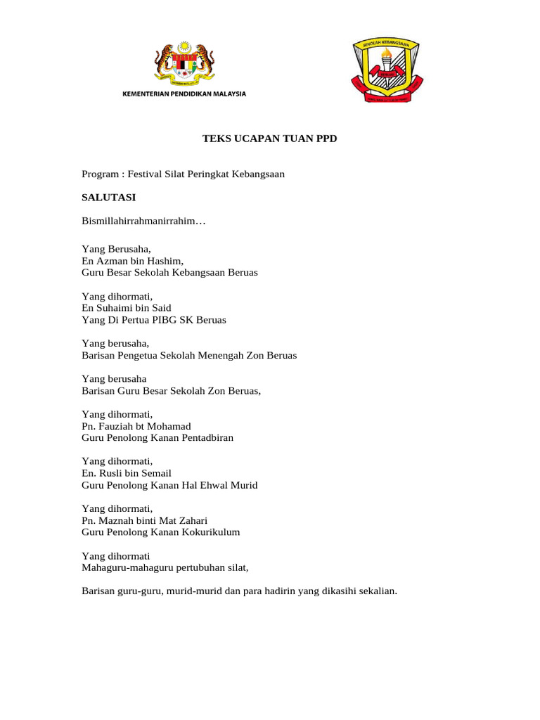 Teks Ucapan PPD SILAT | PDF