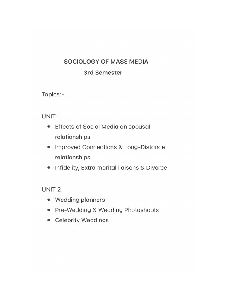 Sociology of Mass Media 3rd Semester | PDF