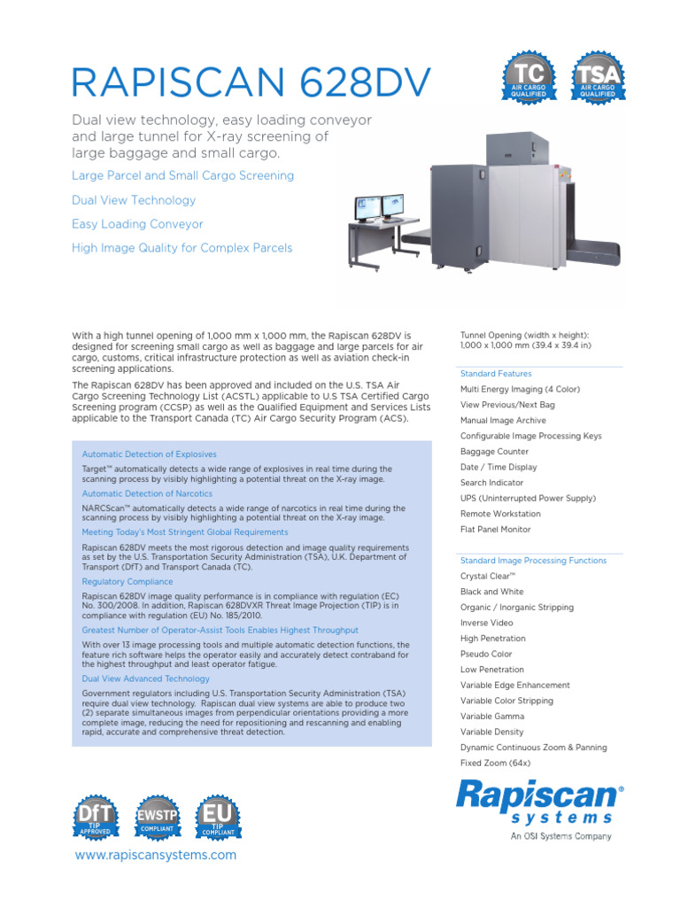 Rapiscan 628DV Cargo Screening System | PDF | X Ray | Transportation ...