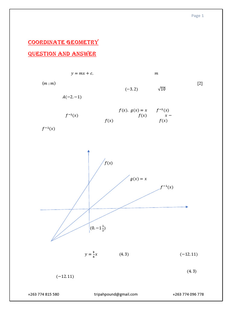 Coordinate Geometry Revision 24 | PDF | Circle | Line (Geometry)