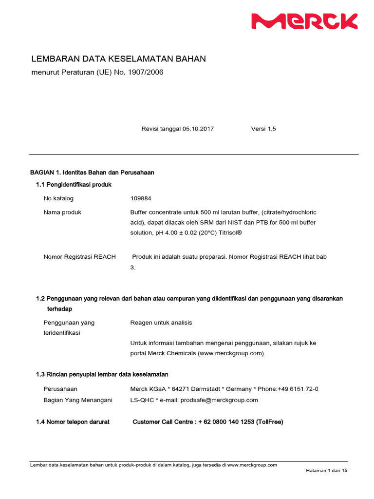MSDS PH Buffer 4 | PDF