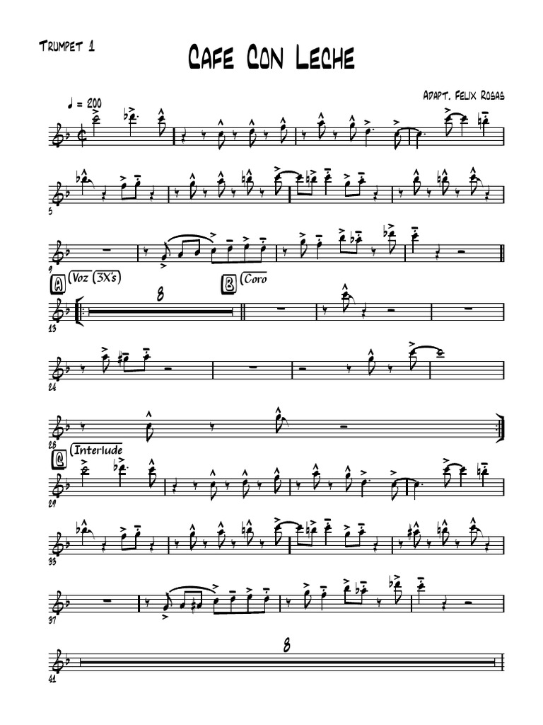Cafe Con Leche - Trumpet 1 - 2024-09-05 0525 - Trumpet 1 | PDF