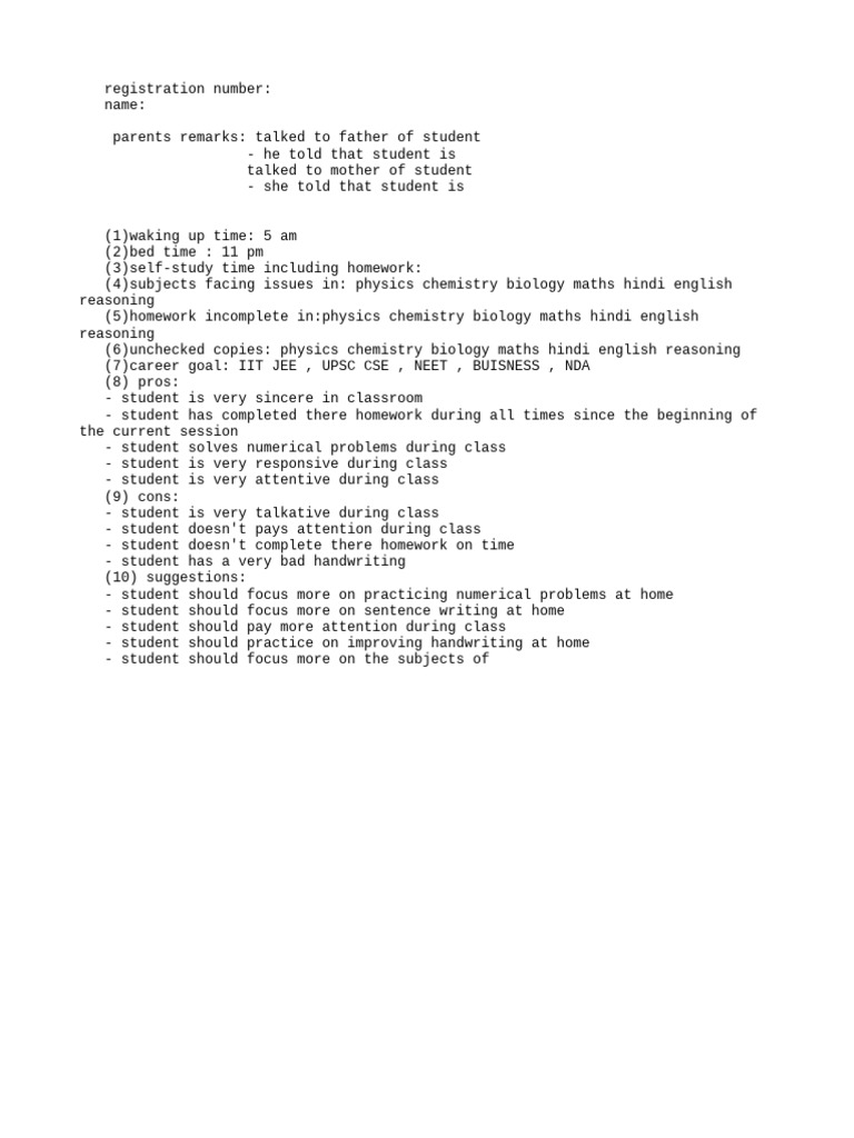 Student Counseling Report Summary | PDF