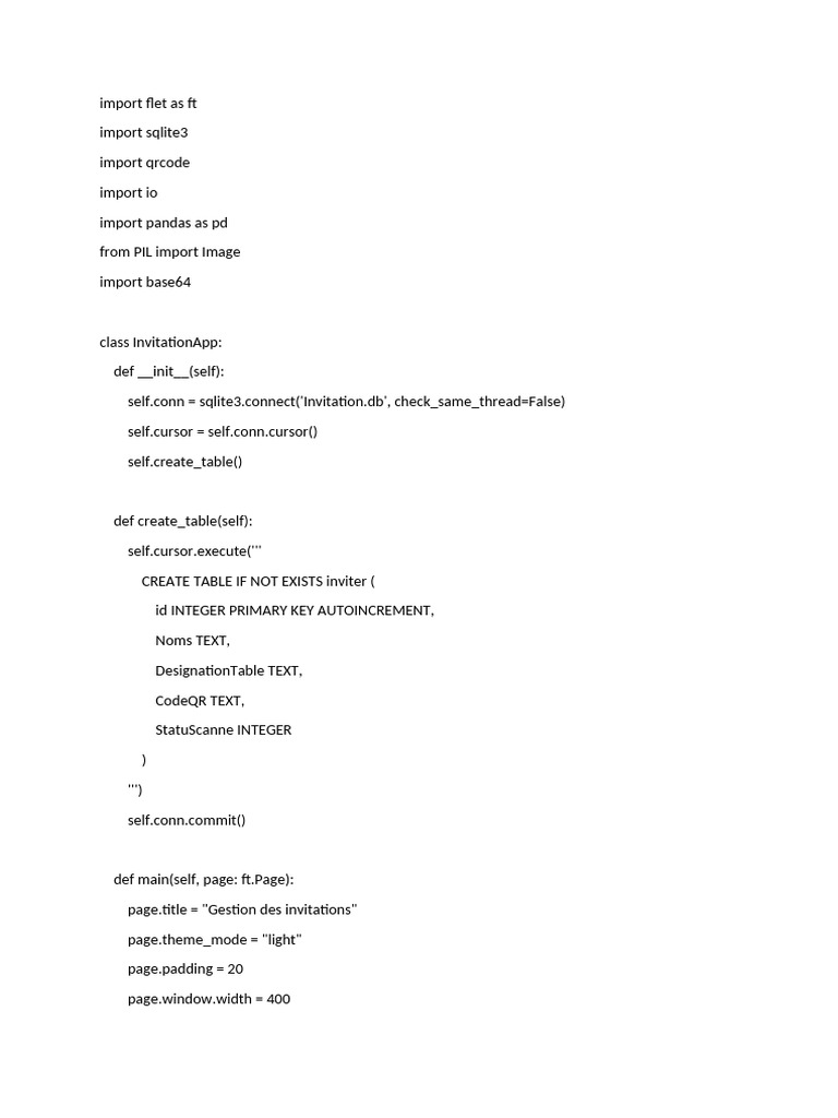 Code App Mobil Flet 9 Sqlite Excel | PDF | Qr Code | Data Management