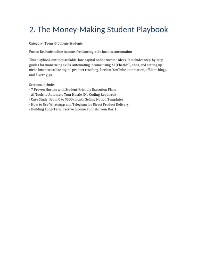 2 The Money-Making Student Playbook | PDF