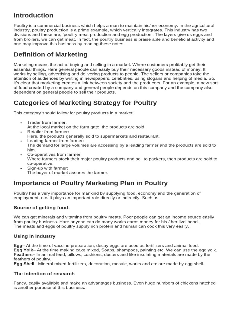 Marketing Poultry Products | PDF | Marketing | Poultry