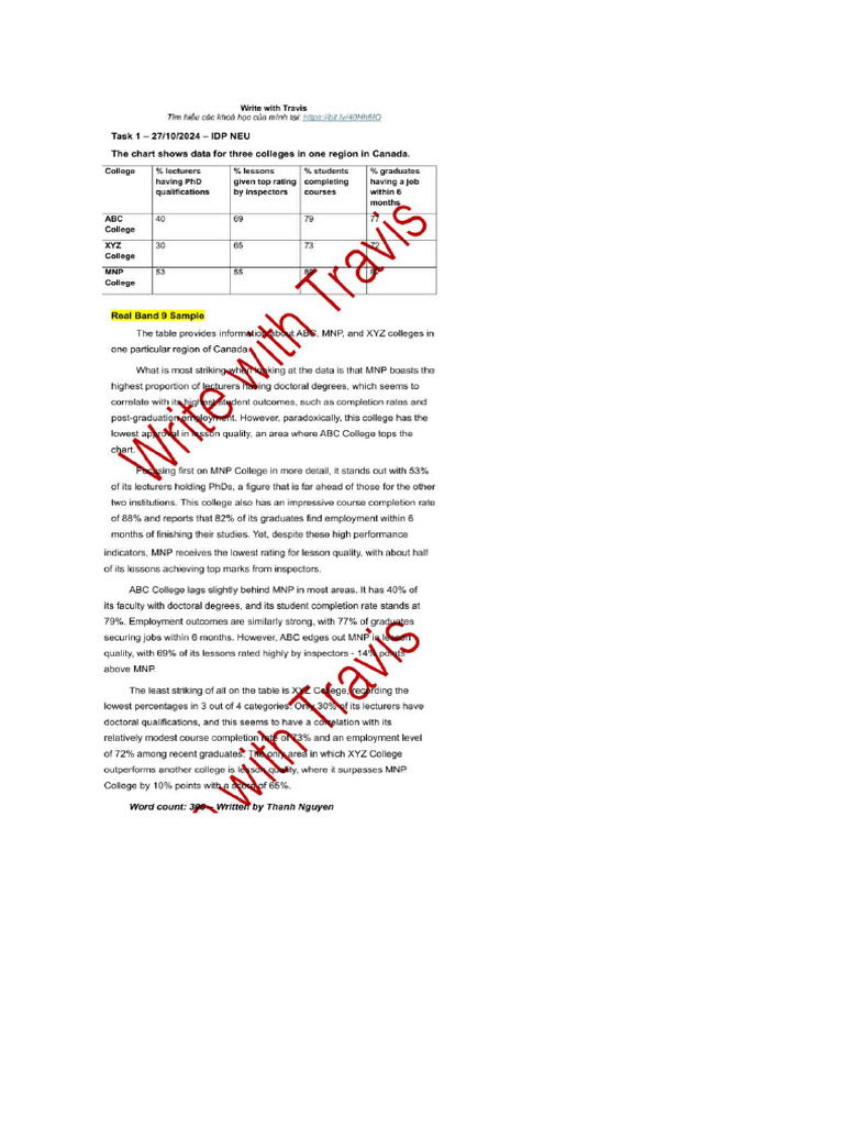 Task 1 - Travis - Sample Band 9 | PDF