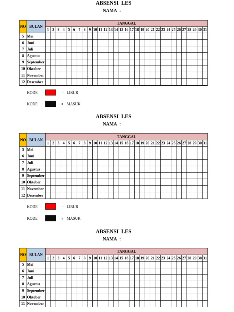 Absen Les | PDF