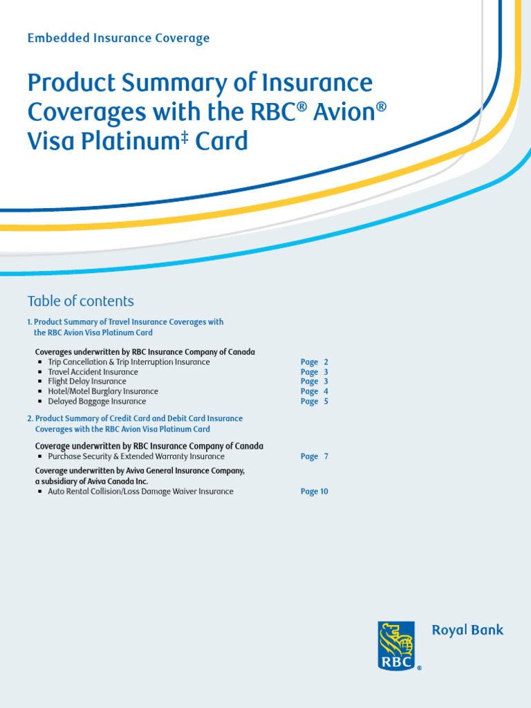 RBC Avion Visa Platinum Insurance Overview | PDF | Financial Services ...